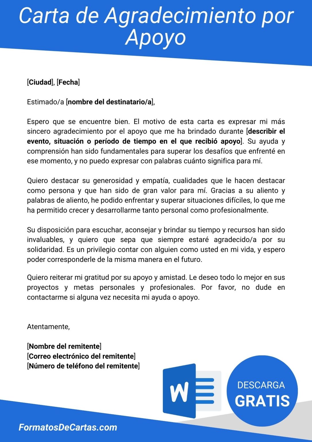 Carta de Agradecimiento por Apoyo 2023 | formatos de cartas