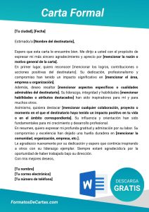 Carta Formal | Descargar gratis en Word 【 2024 】| Formatos de cartas