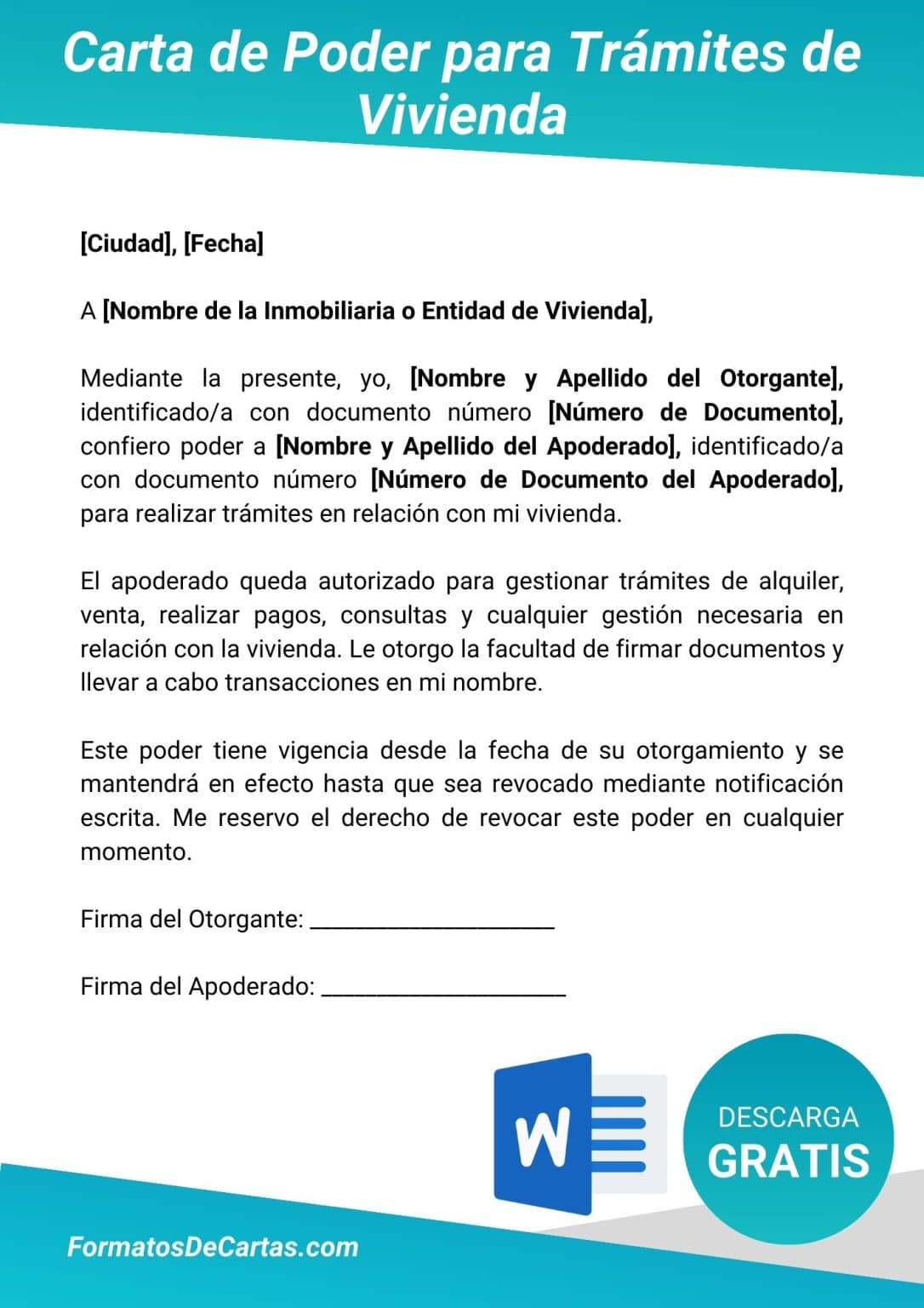 Carta Poder Para Trámites De Vivienda 【 2025 】| Formatos de cartas