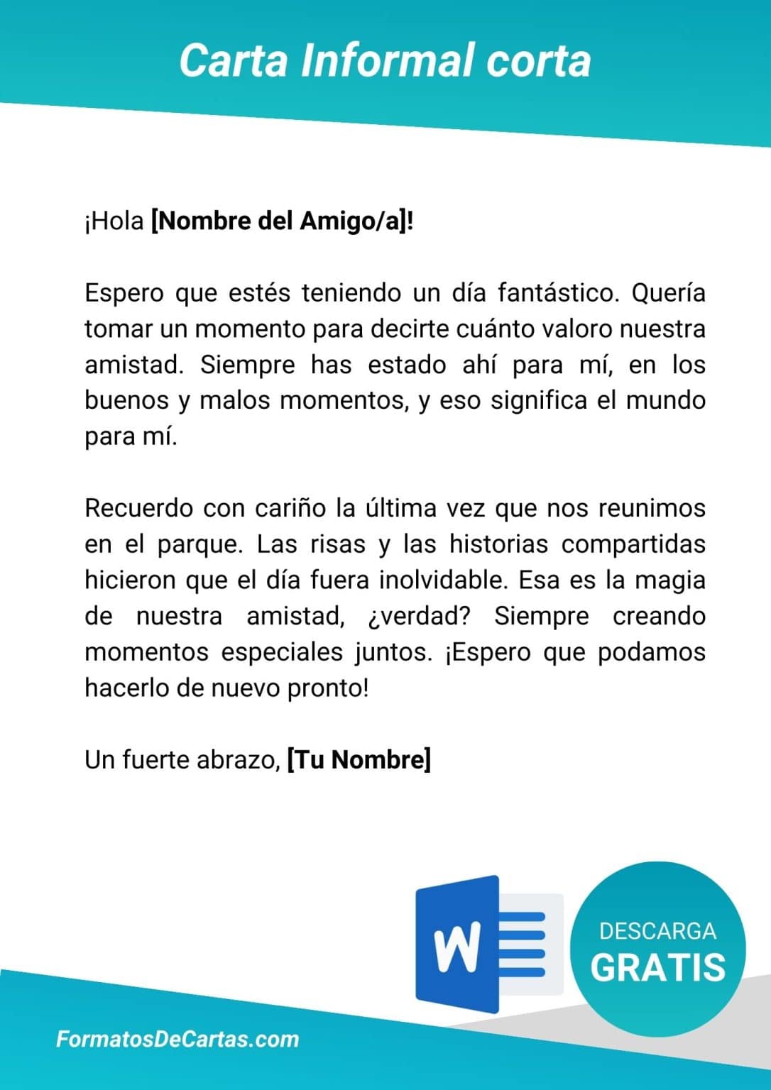 Carta Informal Corta 【 2025 】| Formatos de cartas