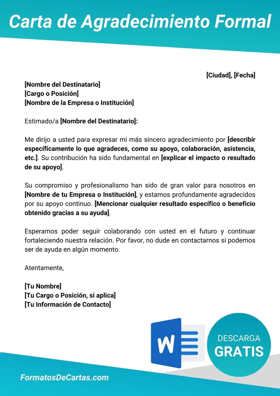 Carta de Agradecimiento Formal 【 2025 】| Formatos de cartas
