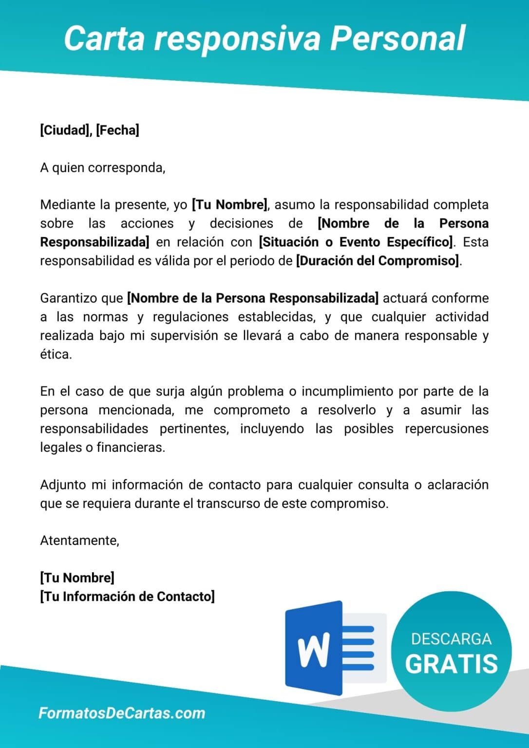 Carta Responsiva Personal 【 2024 】| Formatos de cartas