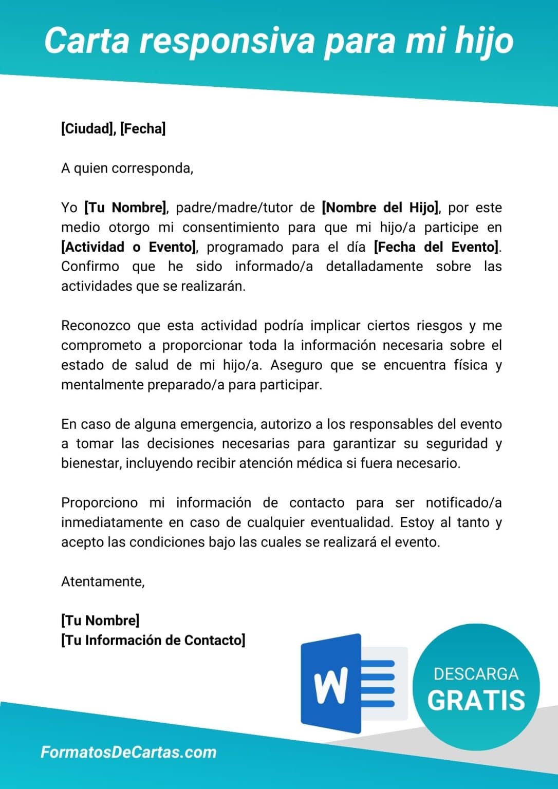 Como Hacer Una Carta Responsiva Para Mi Hijo Image To Umodelo De Carta ...